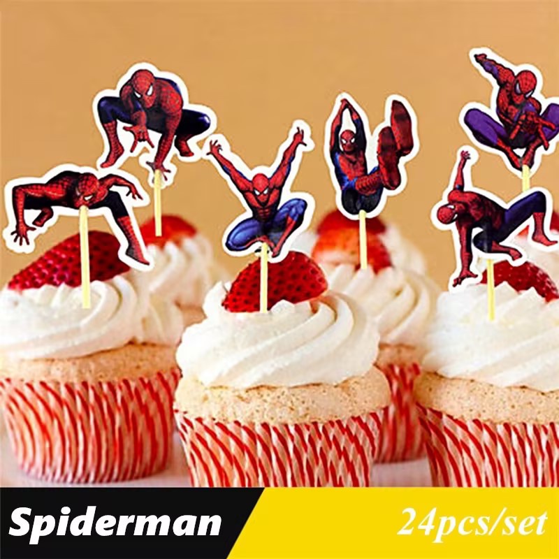 24 Cartoon Spider Man Cake Cupcake Top Selection Children's Party ...