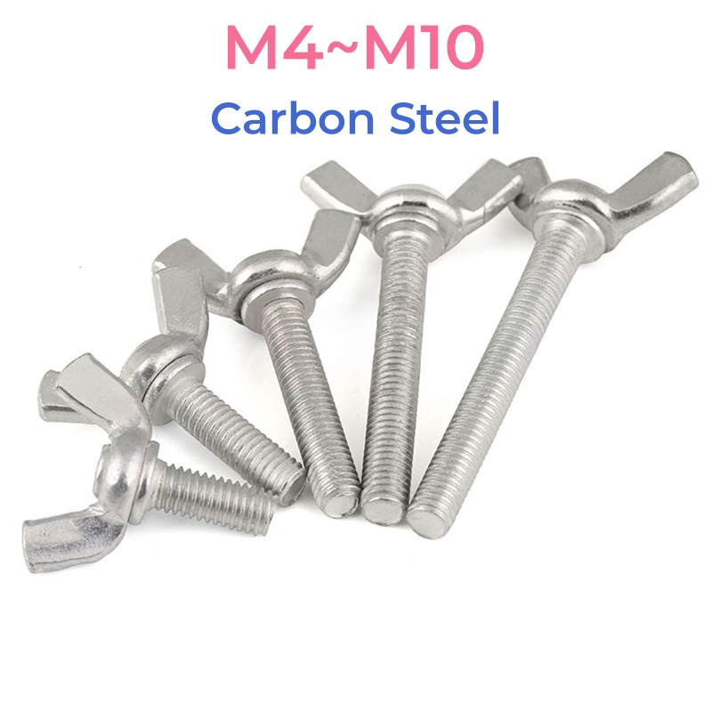 White Zinc Plated Carbon Steel Butterfly Bolt Wing Bolts M4 M5 M6 M8 ...
