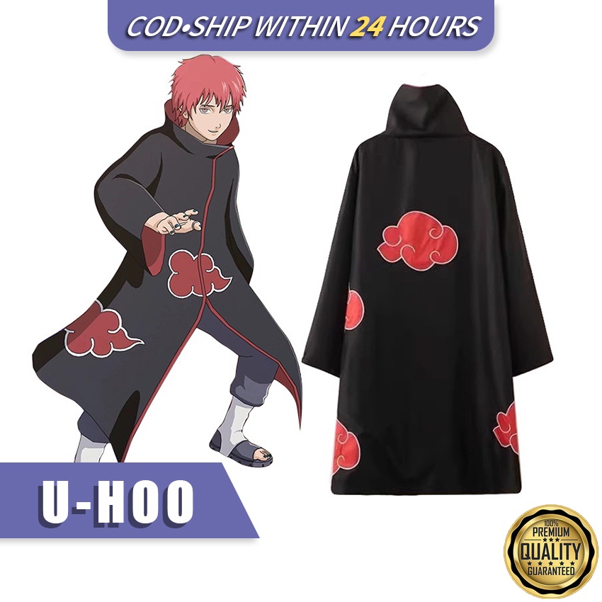 The Cloak of Akatsuki and Uchiha Clan Unisex Black Robe Halloween Party ...