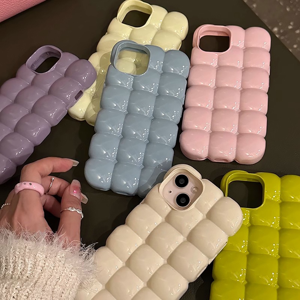 Macaron Candy Color Simple Solid Color Stereo Bubble Phone Case for ...