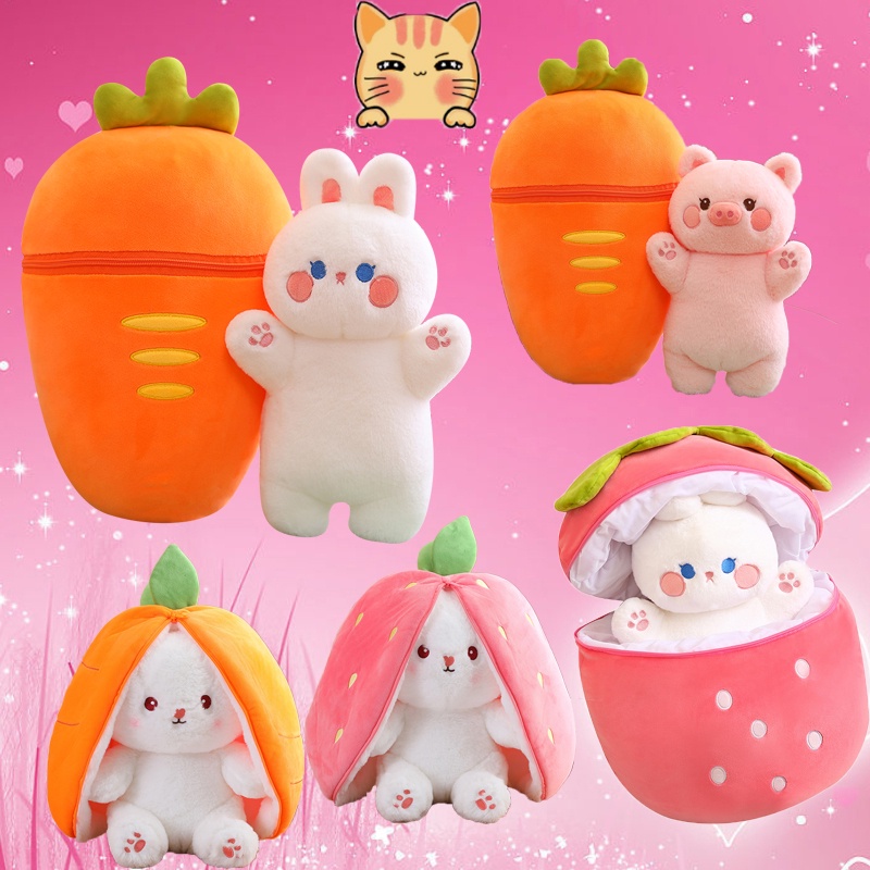BCT in Stock Strawberry Rabbit Pig Plush Doll Carrot Rabbit Cute ...