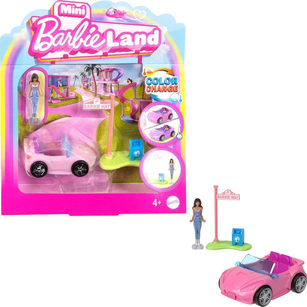 Barbie Mini Barbieland Convertible with 1 Micro Doll Dress Up Doll ...