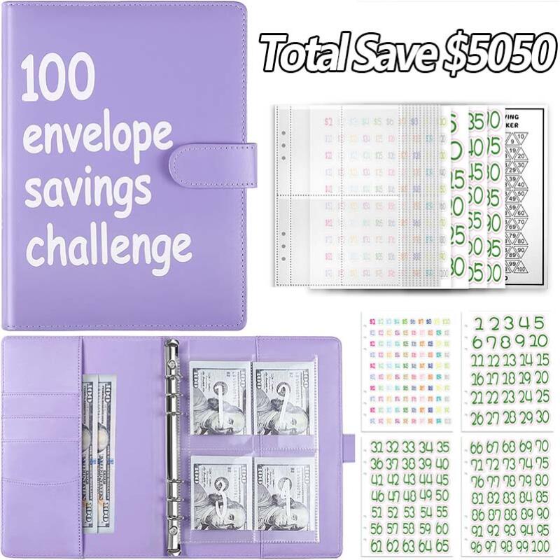 100 Pocket Challenge Binder 52 Week Save Money Envelope Challenge 2024 ...