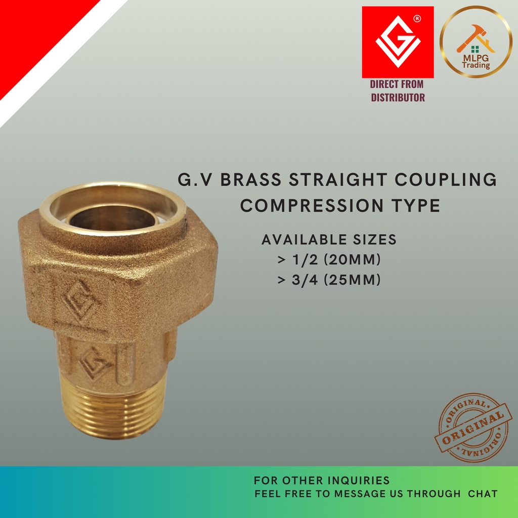 Great Volume Brass Straight Coupling Compression Type ( 1/2, 3/4 ) | Shopee Philippines