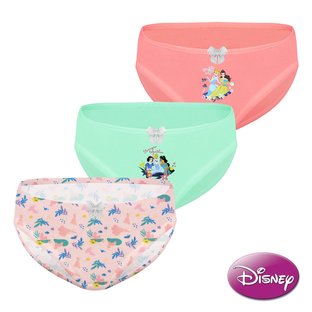 Disney Princess 3-in1 Pack Bikini Panty with Glittered Ribbon Girls ...