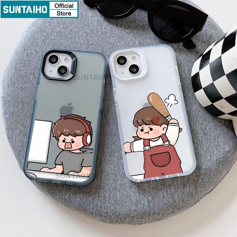 Suntaiho Funny Couple Casing Cute Interactive Pattern Clear Ultra Thin ...