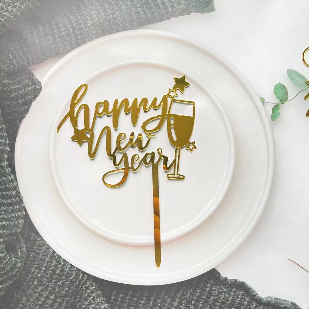 10pcs/pack Acrylic Happy New Year Cake Topper Dessert Decoration 2024 ...