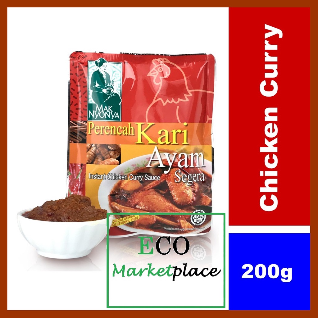Mak Nyonya Instant Chicken Curry Sauce 200g Spicy Kari Ayam Daging Sos ...