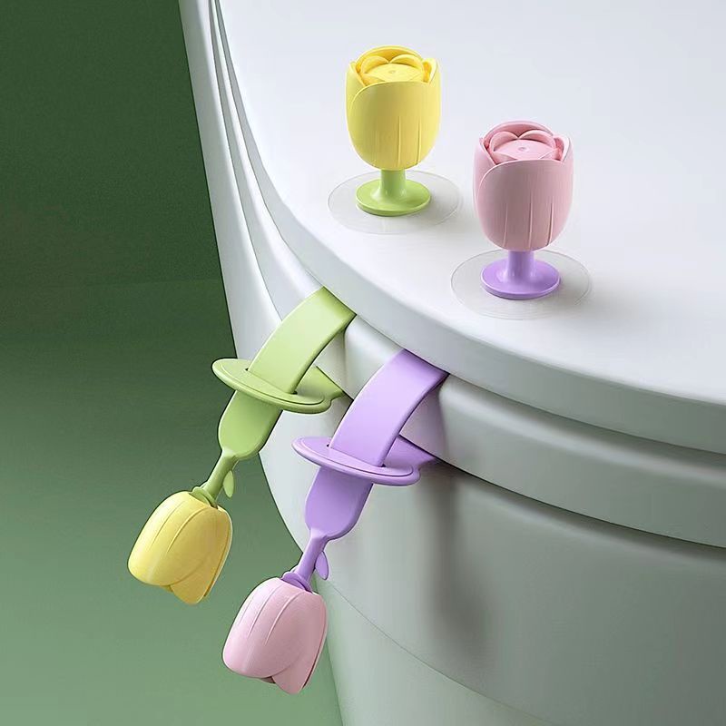 Creative Toilet Lid Opener Toilet Press Button Toilet Handle Tulip ...