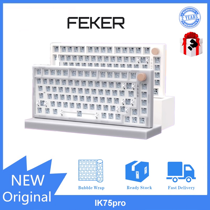 FEKER IK75 pro Three mode RGB transparent mechanical keyboard kit ...