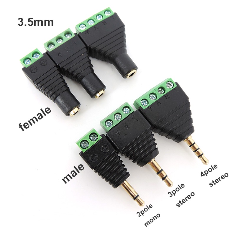 Audio Video AV 3.5mm 2 3 4 Pole mono Stereo 3.5 Male female AV Screw ...
