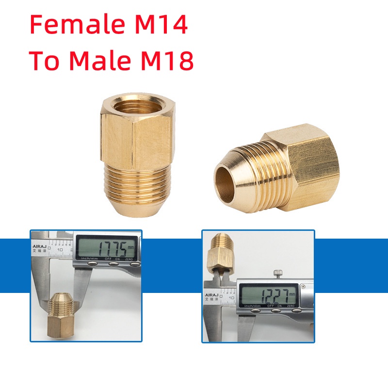 Brass 3/8" 1/4" M14 M18 M22 Thread Connector Male Female Adapter for ...