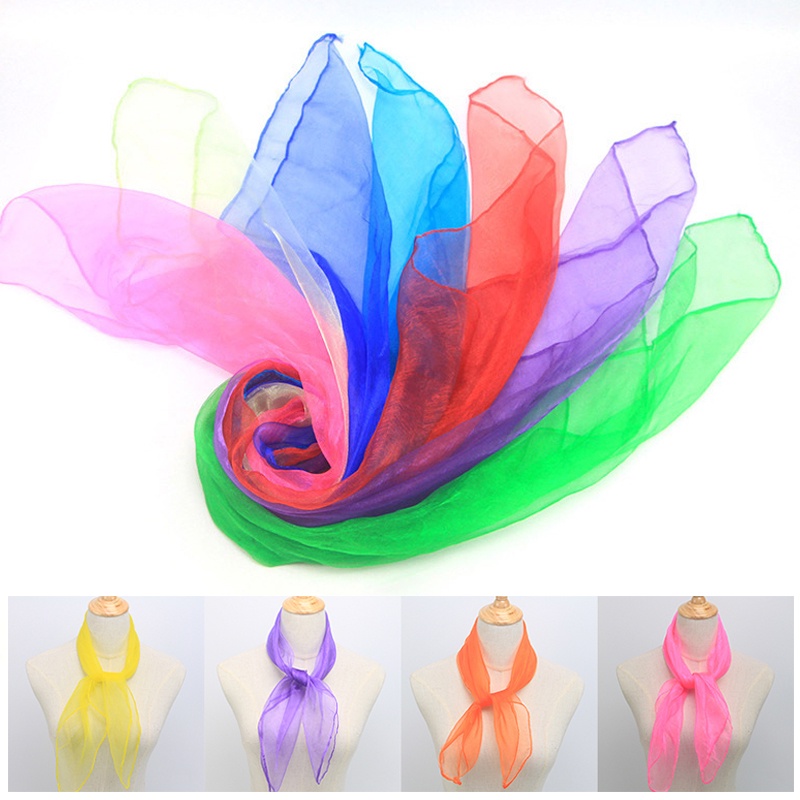 60cm Dancing Small Silk Scarves Women Performance Candy Color Square ...
