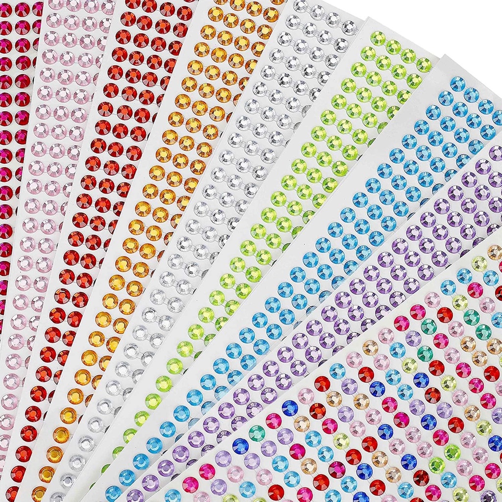 260pcs/Sheet Rhinestone Crystal Sticker Decorative Colorful Gem DIY ...
