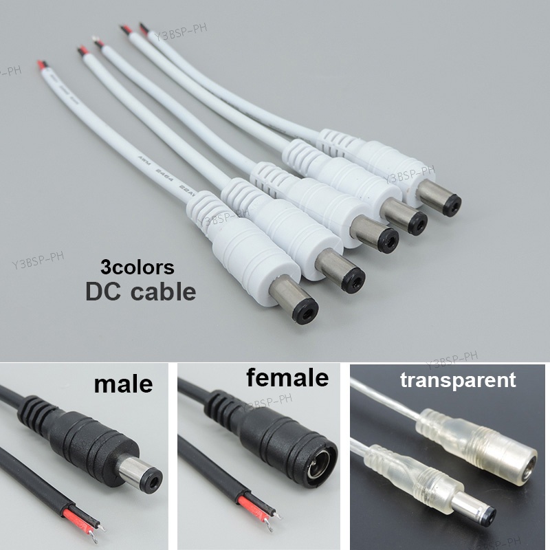 White transparent DC Male Female Power supply Plug Cable Wire pigtail ...