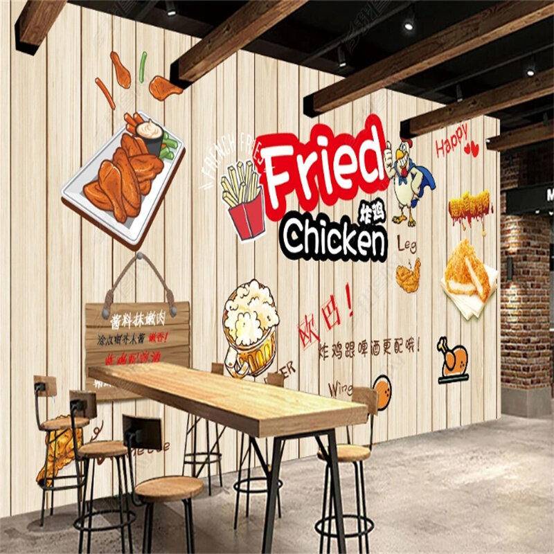 Custom 3D Wall Paper with Mural Design American Style Board Fried ...