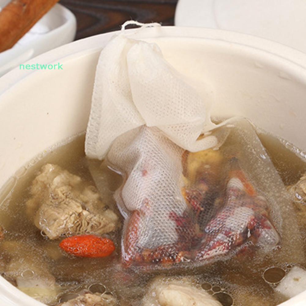 100 Pcs Non-woven Fabric Tea Infuser Bags with Drawstring Empty Tea ...