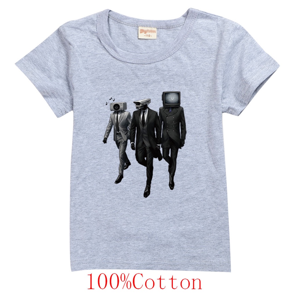 Skibidi toilet toilet Man VS Monitor Boy Summer Short Sleeve 100% ...