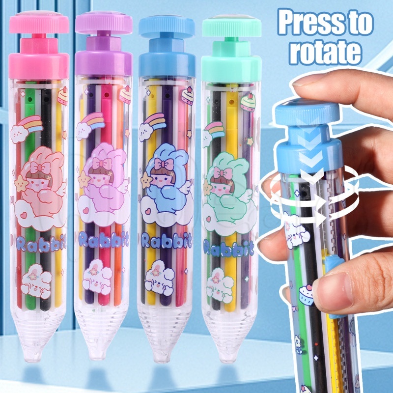 8-Color Rotating Crayon- Art Teaching Stationery- Large Capacity Hand ...