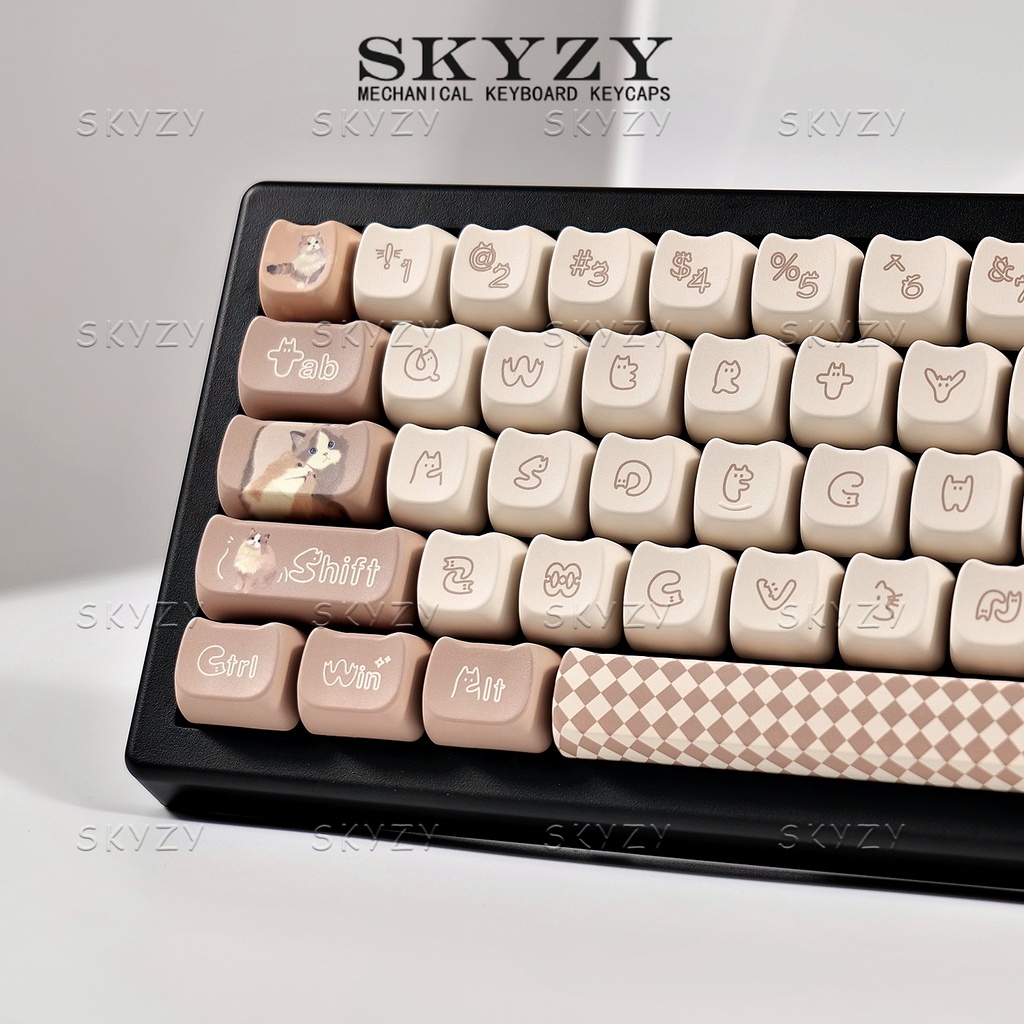 Clingy Cat Keycaps MAO Profile Cute Cat Ears PBT Dye Sub Mechanical ...