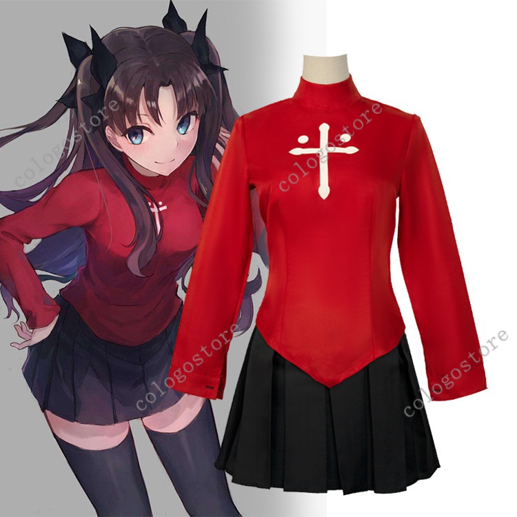 Anime Fate/stay night Tohsaka Rin Cosplay Costume Wig JK Dress Girl ...