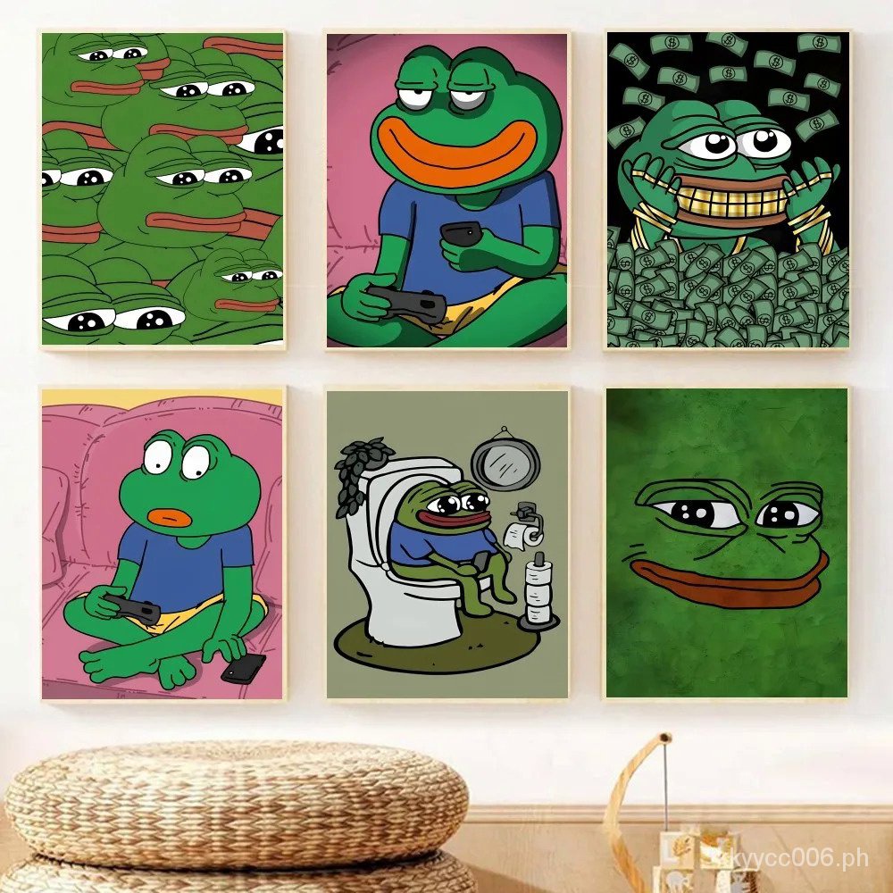 Cartoon P-Pepe The Frog Funny Poster Paper Print Home Living Room ...