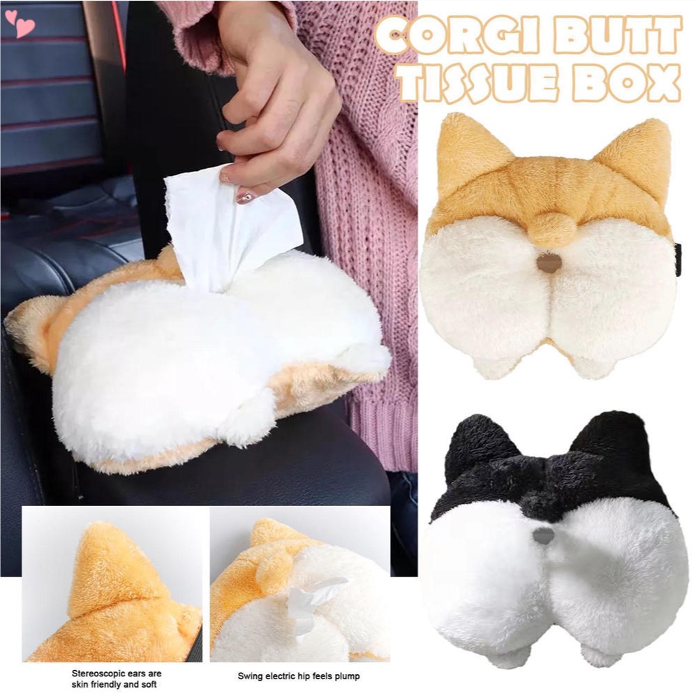 Tissue Box Cover Soft Adorable Corgi Butt Shaped Creative Storage Bag ...
