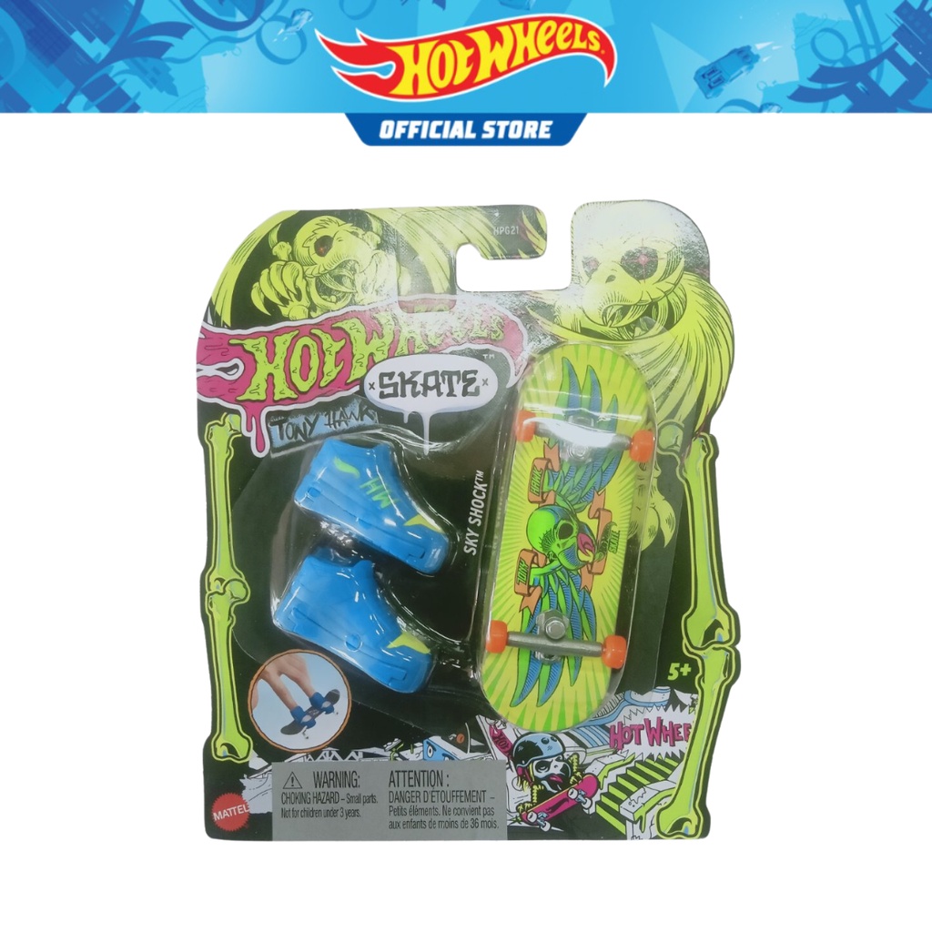 Hot Wheels Skate Neon Bones Tony Hawk Fingerboard and Removable Skate ...