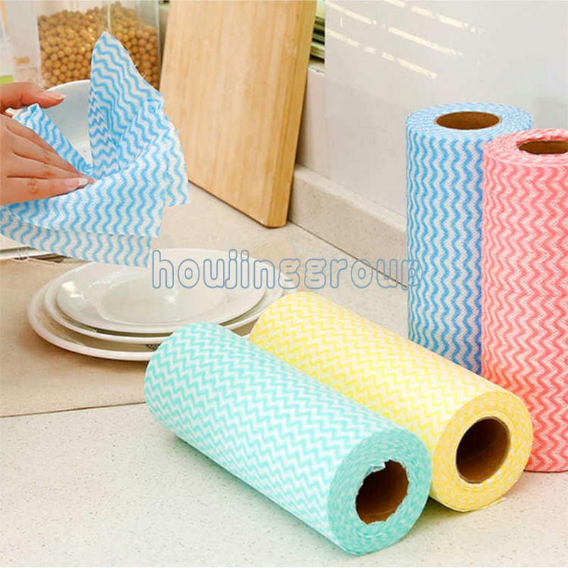 Ready Stock 50Pcs/Roll Disposable Lazy Rags Wet And Dry For Kitchen ...