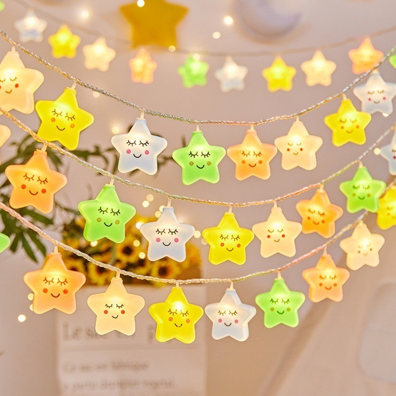 1.5m New LED cute smiling face, cloud, star light string, children's ...