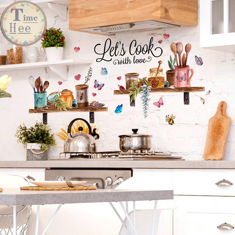 TIMEHEE Cartoon Kitchen Decor Wall Stickers Removable Waterproof Wall ...