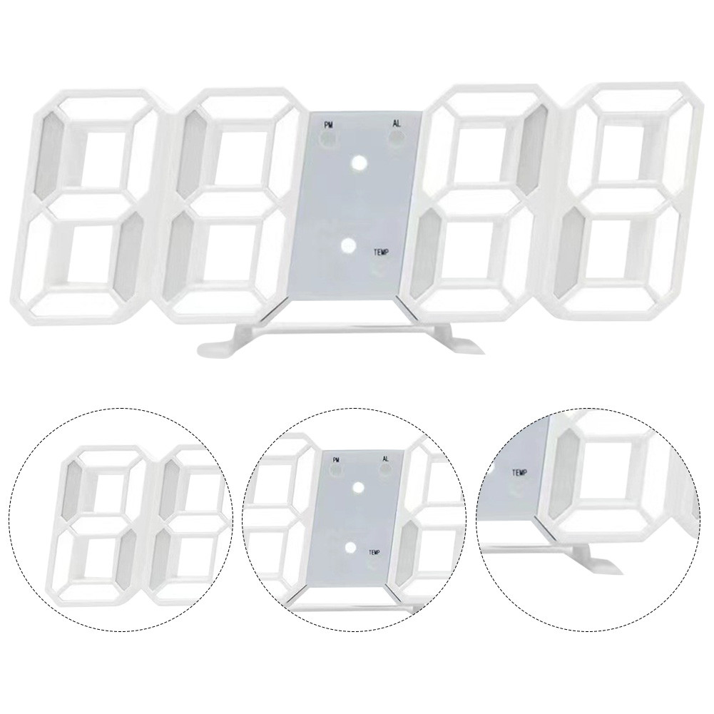 3D LED Digital Wall Clock Auto Adjustable Brightness USB Powered for ...