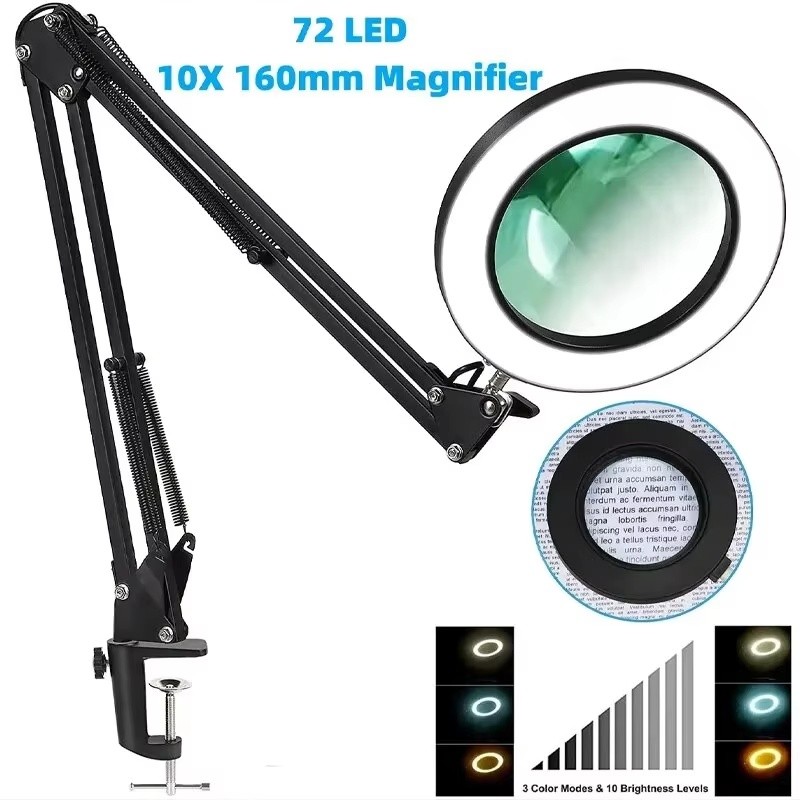 Magnifying Workbench Light|usb 3-color Led Magnifying Glass For ...