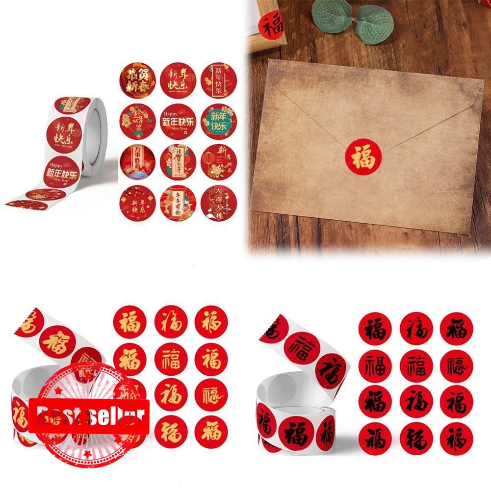 Chinese Fu Blessing Sticker Diy Round Red Sticker Hand-drawn Envelope ...