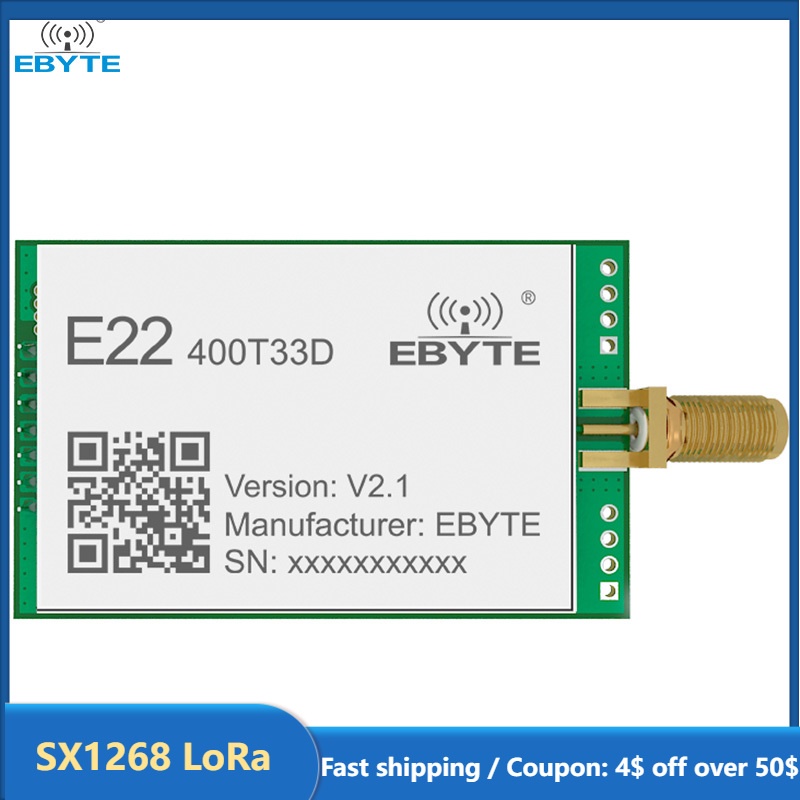SX1268 Lora Wireless Module 33dBm 400MHz EBYTE E22-400T33D-V2.1 Long Distance 16KM RSSI SMA-K ...
