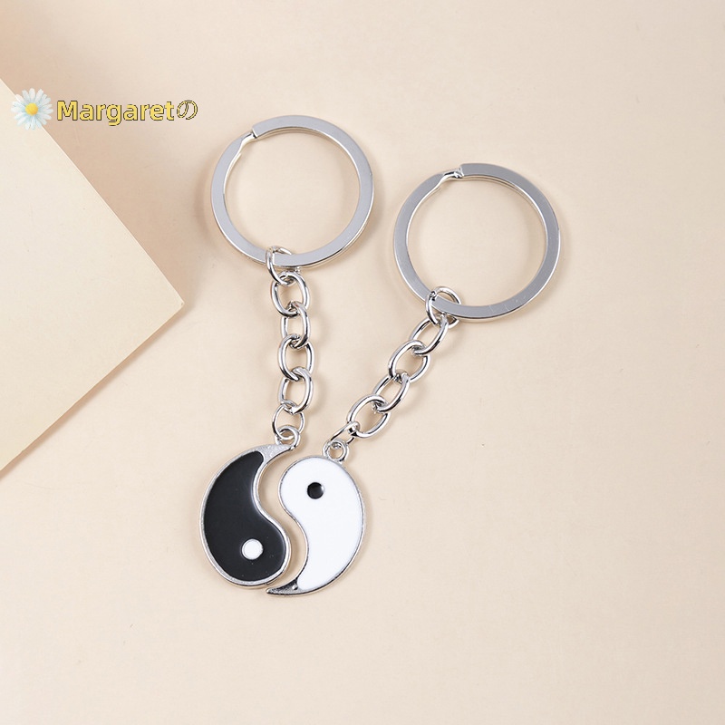 [Margaret] 2pcs Yin Yang Tai Chi Keychain BFF Best Friends Couple ...