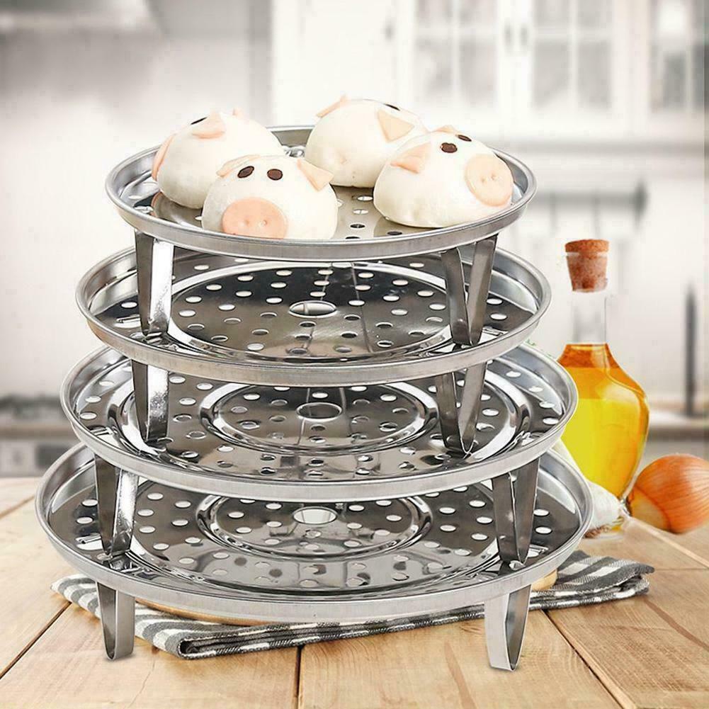 18-26 CM Stainless Steel Steamer Tray Rack Plate Steam Cooking 3 Stands ...