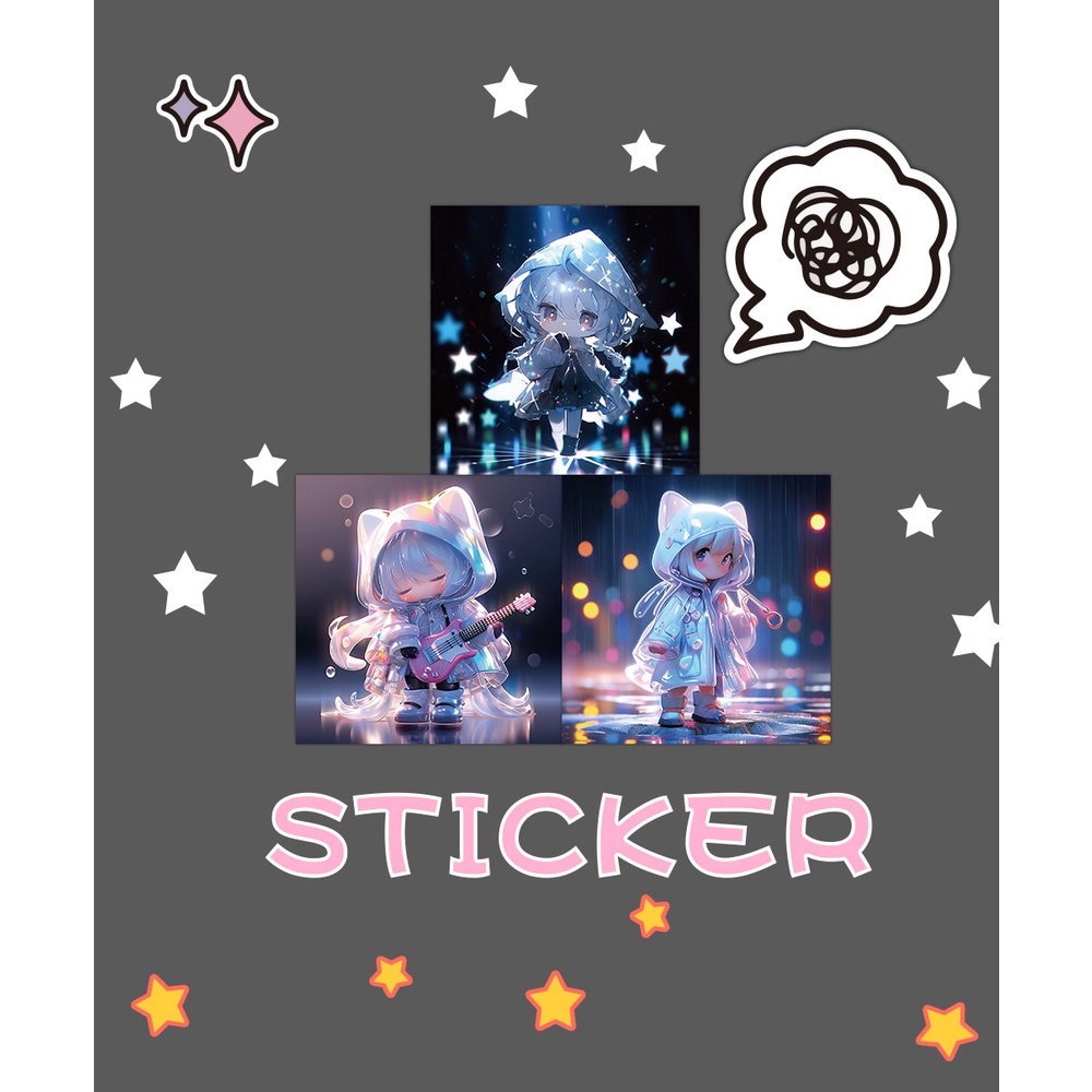 60 Cute Cartoon Raindrop Sprite Stickers Creative Decorations Stickers ...