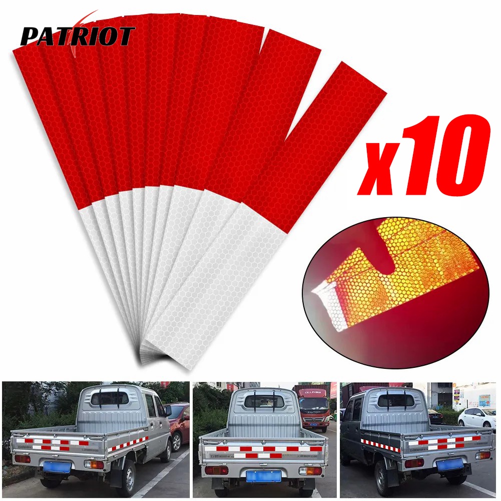 Red White Trailer Reflector Sticker / 10pcs Truck Reflective Stickers ...