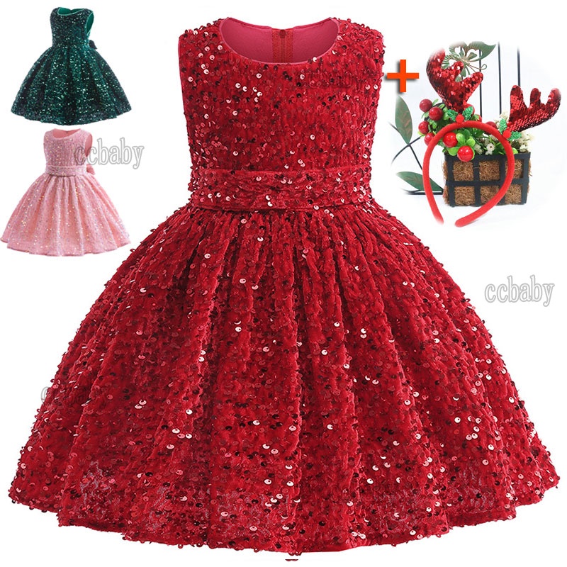 Christmas Dress for Kids Girl 1 2 3 4 5 6 7 8 Year Old Red Pink Green ...