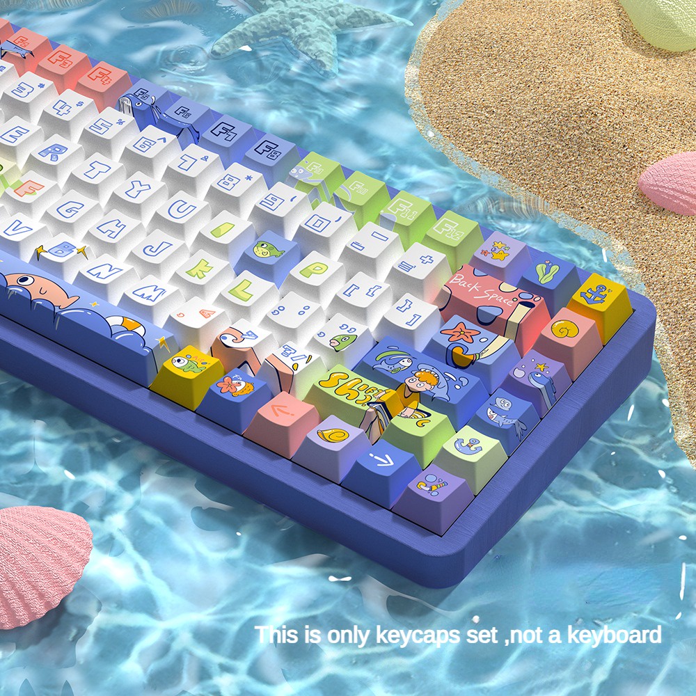Ocean Cherry high theme keycap blue and white PBT thermal sublimation ...