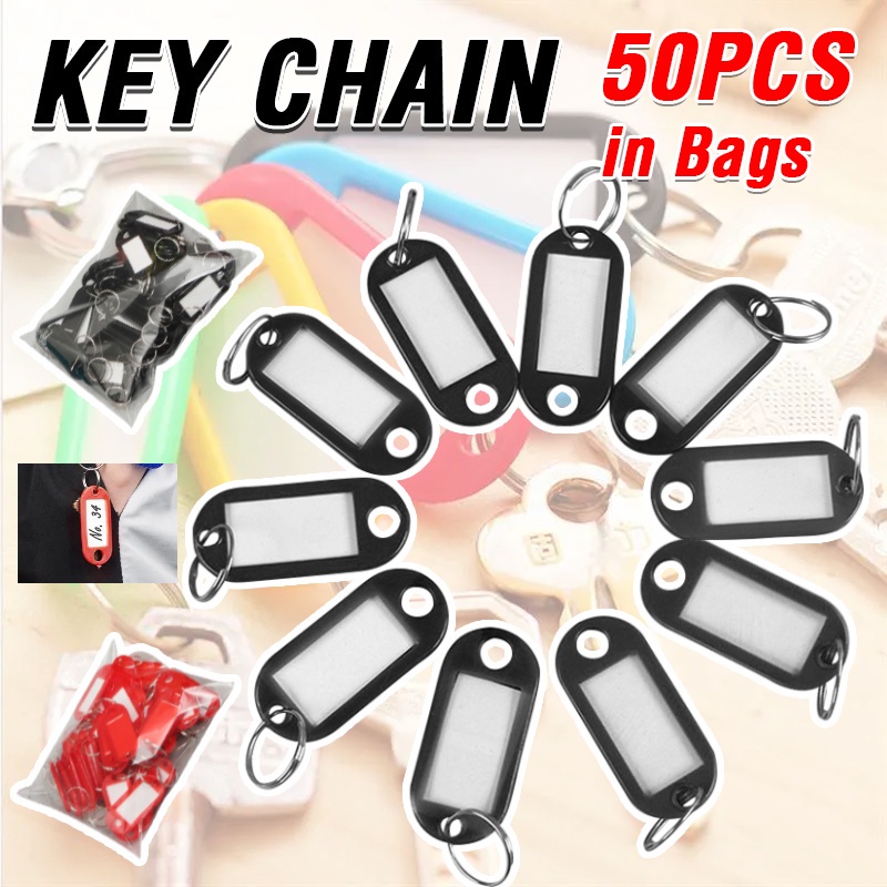 50Pcs Plastic ID Key Label Tags Numbered Name Labels Luggage Tags With ...