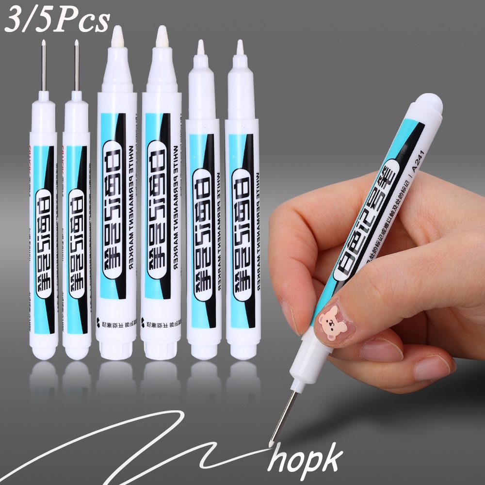 3/5Pcs Waterproof Oily White Mark Pens/Metal Long Head DIY Felt Tip ...