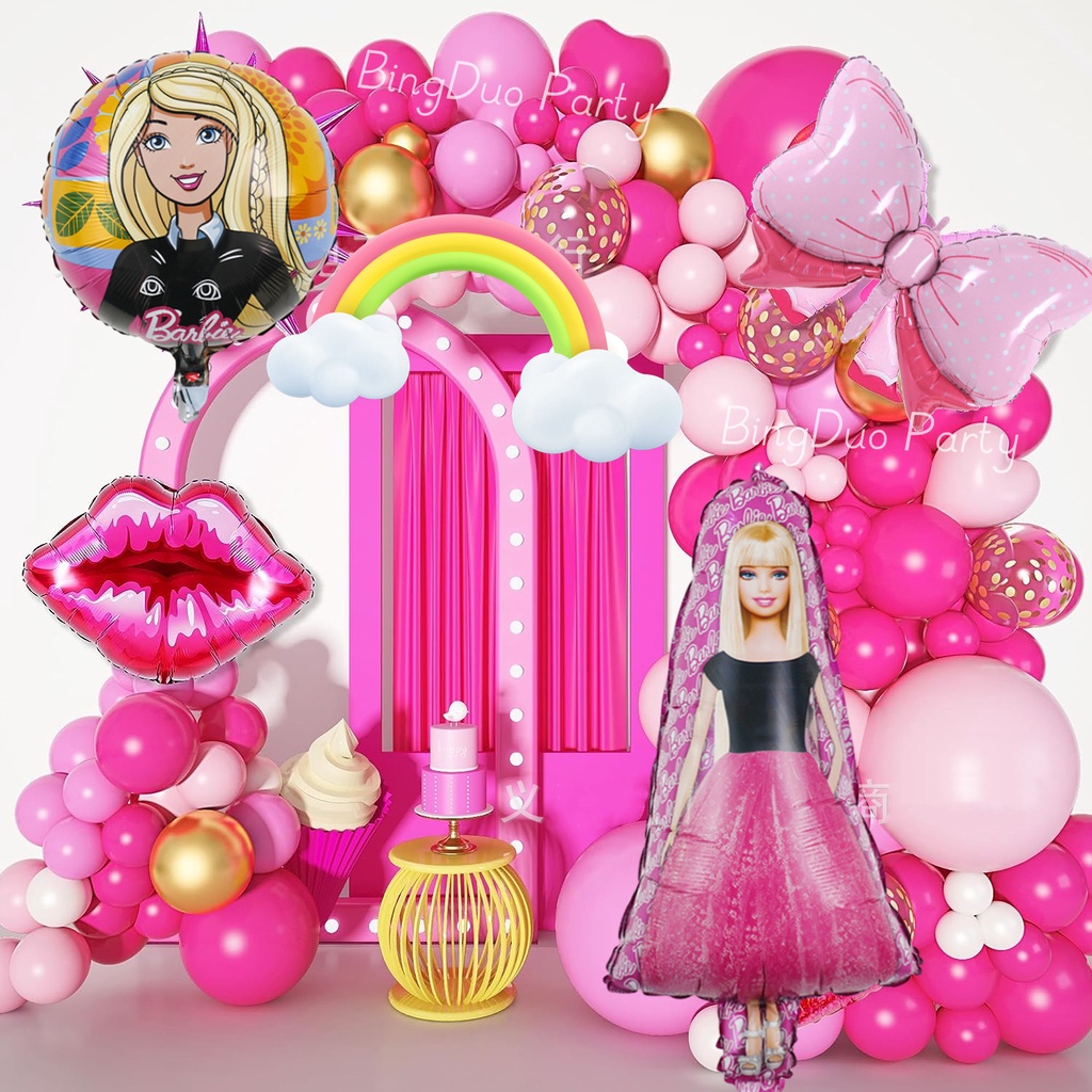 71/72pcs Disney Barbie Theme 1-9 Year Old Balloons Set 32inch Pink ...