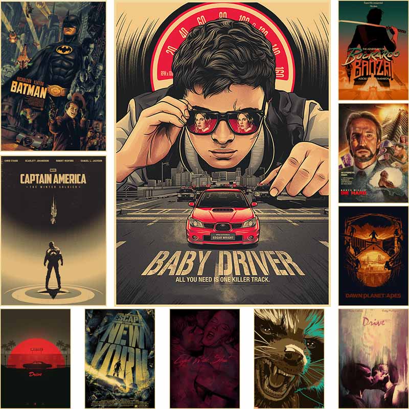 Vintage Movie Posters JAWS/JOKER Wall Sticker Retro Kraft Paper Poster ...