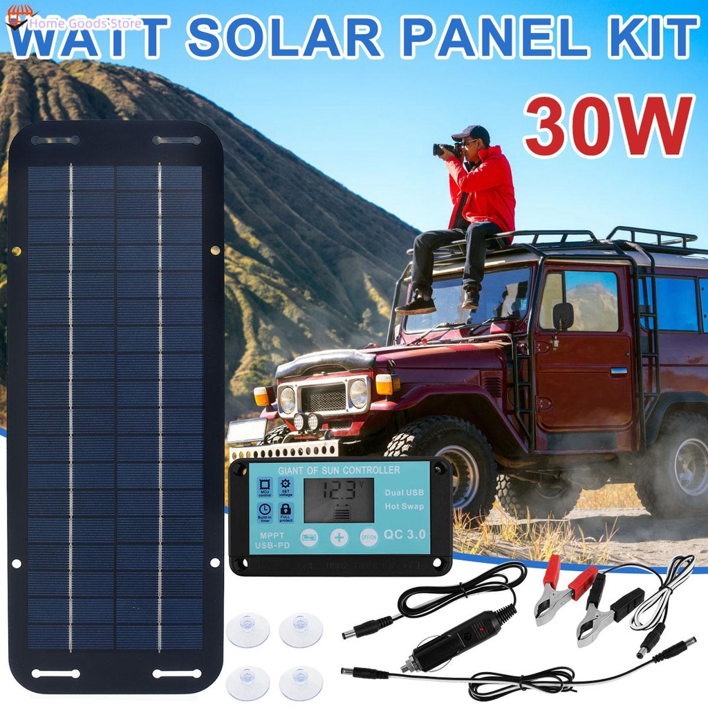 Solar Panel Kit 12V 30W IP65 Waterproof Solar Trickle Charger Portable ...