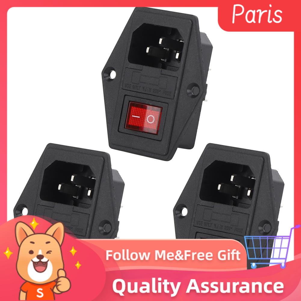 Superparis 3 Pack 3 Pin Power Socket Switch Ac 16a 250v Inlet Module