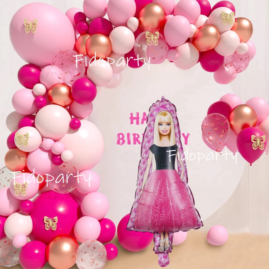 Barbie Balloons Garland Arch Kit Rose Gold Confetti Balloons Princess ...