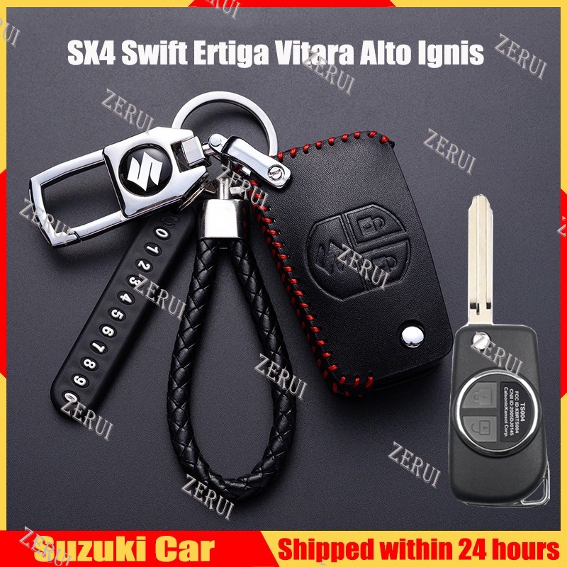 ZR For Suzuki SX4 Swift Ertiga Vitara Alto Ignis DZire Celerio Jimny S-Presso Remote Key Leather ...