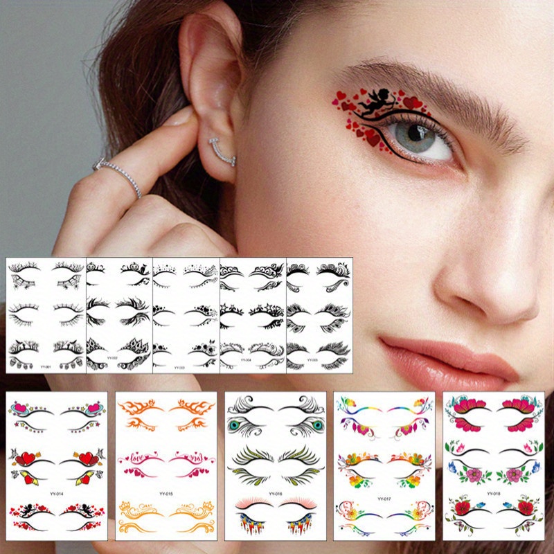1 Sheet Eyelashes Eyes Tattoo Sticker Temporary Tattoo Waterproof and ...